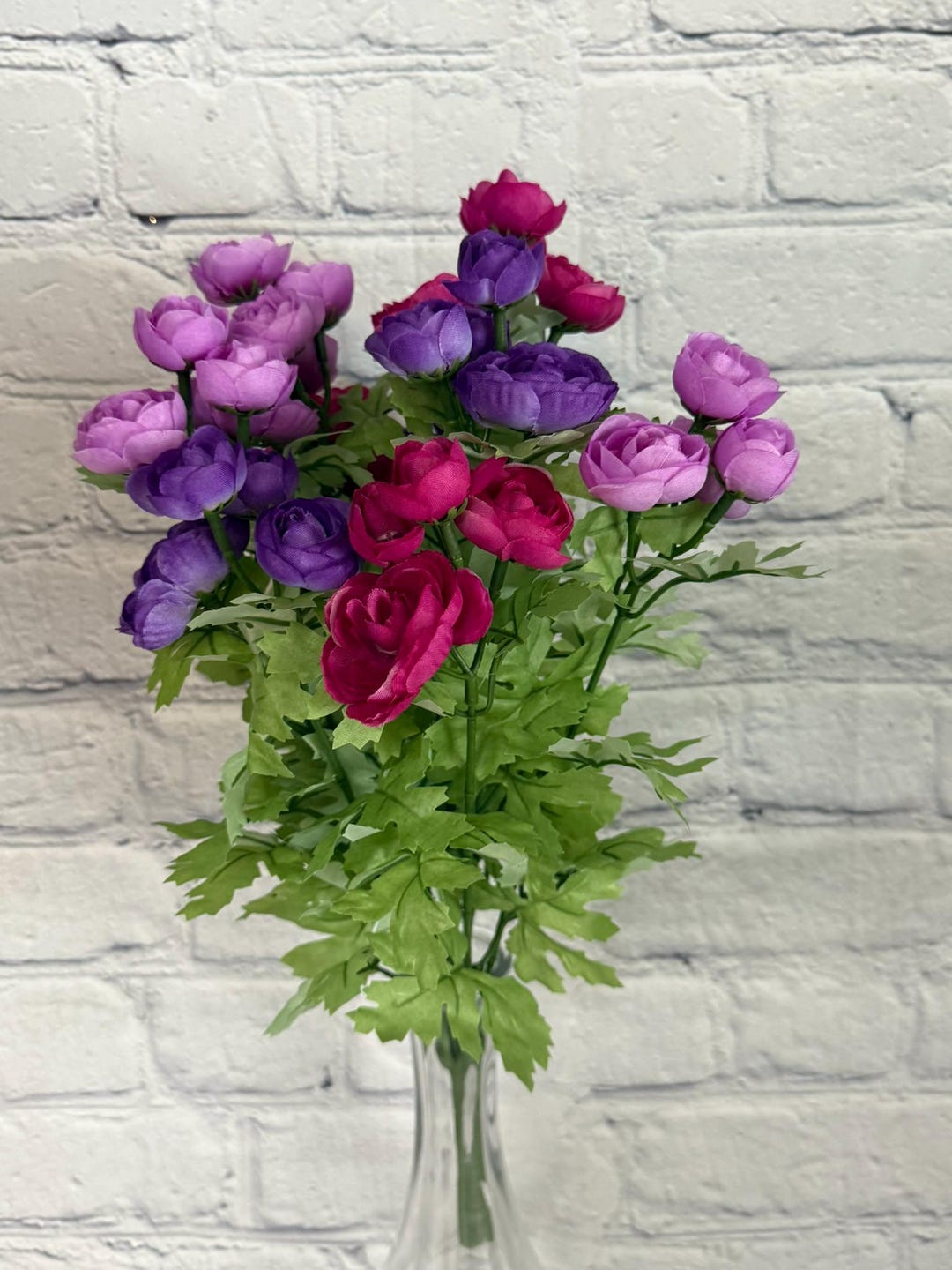 Mini Purple, Lavender, Fushia, Ranunculus Bush, 16"l, Wreath Supplies ...