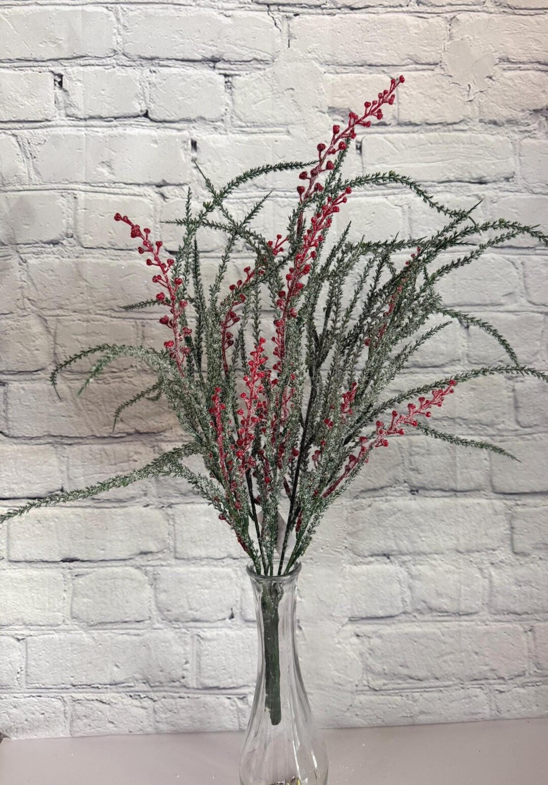 Frosted Willow and Berries 21 In, Winter Greenery Bush, Branch Stem ...