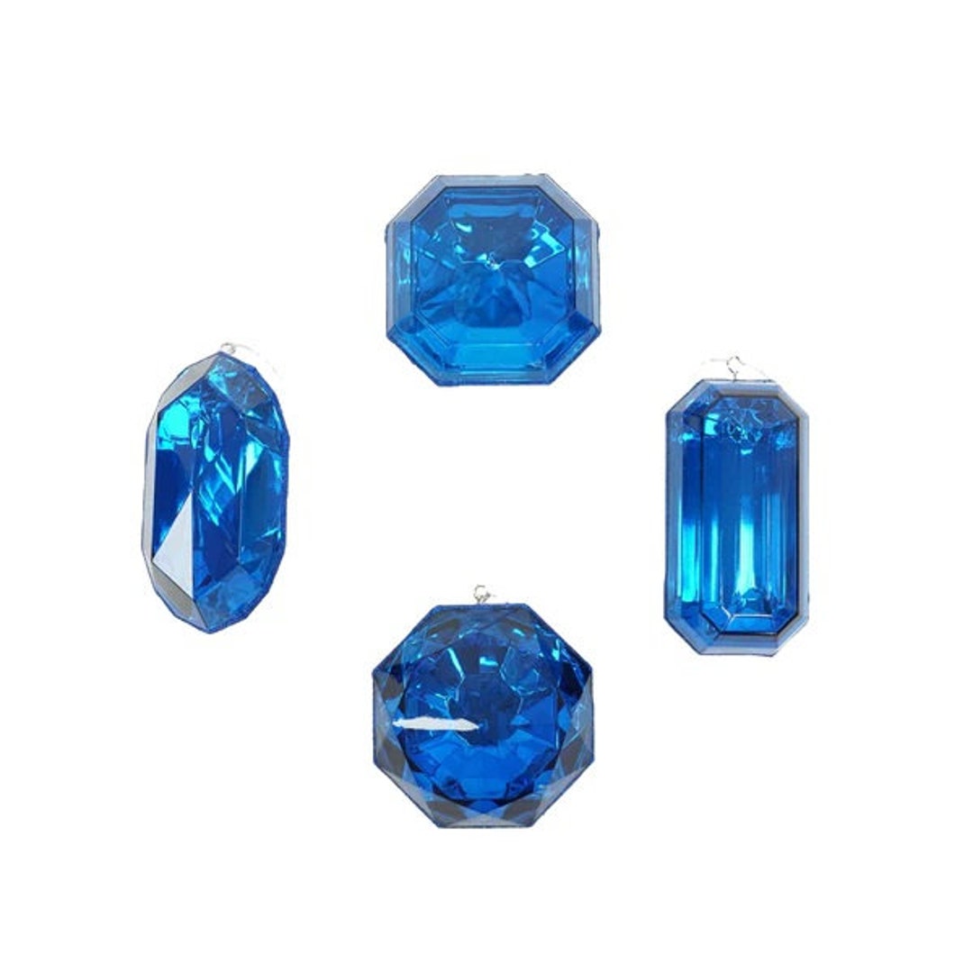 Blue 4” Acrylic Jewel Assortment Set, Gem Ornament, Blue Shatterproof ...