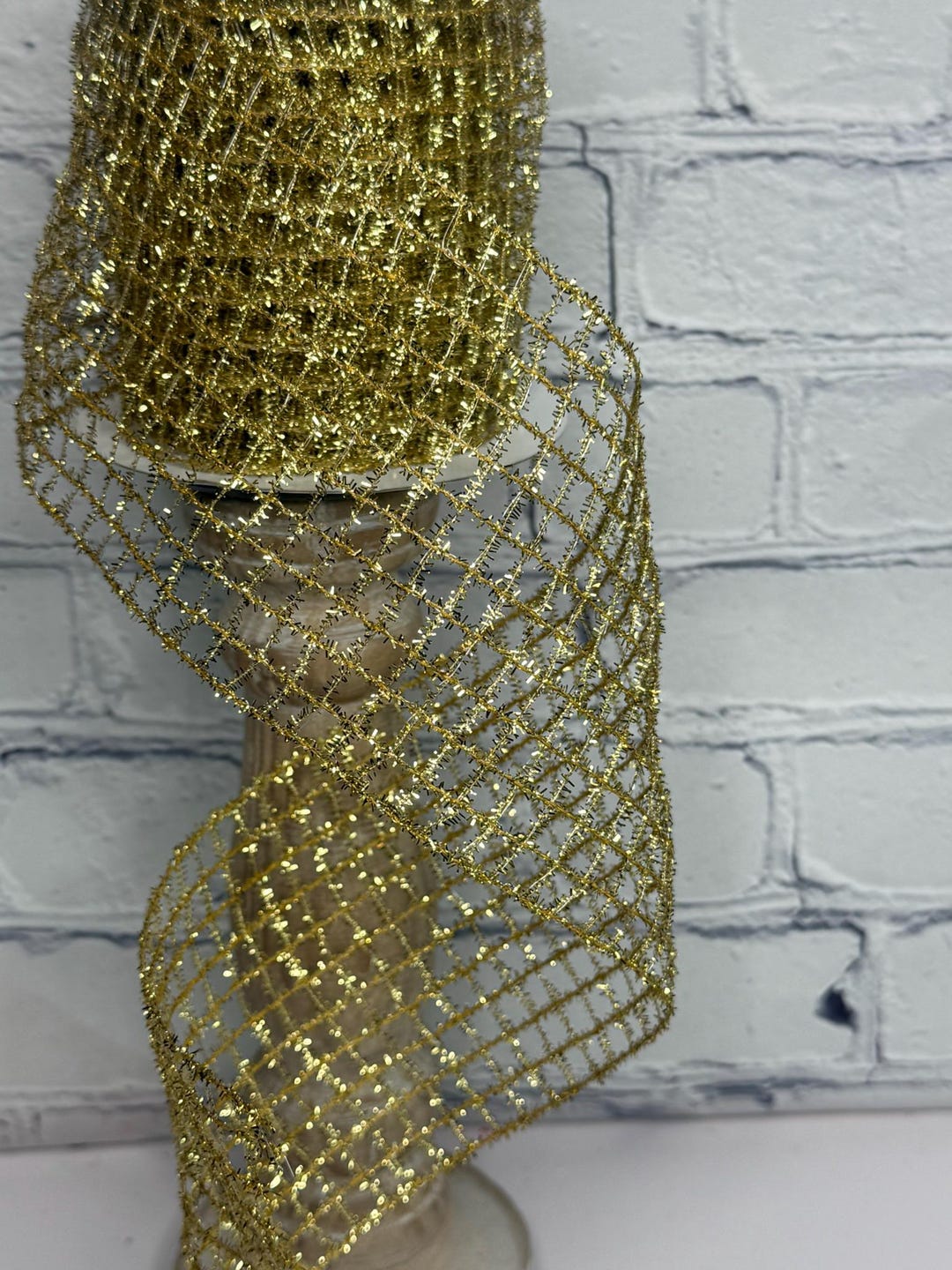 Tinsel Mesh Gold Netting Ribbon, 4.25” X 10 Yds, Mardi Gras, Christmas ...