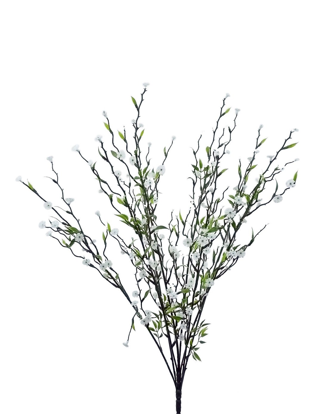 White Flowers and Green Twig Spray 22', Twigs and Greenery Filler Spray ...