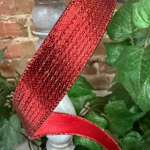 Red Metallic Ribbon, 7/8" X 10 Yards Wired Ribbon, RG0739924 - Etsy