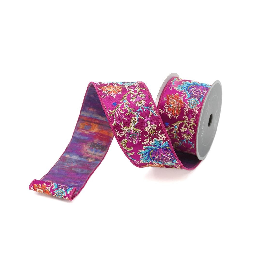 Enchanted Garden Hot Pink Floral Ribbon 2.5” X 5 Yds, Easter, Spring ...