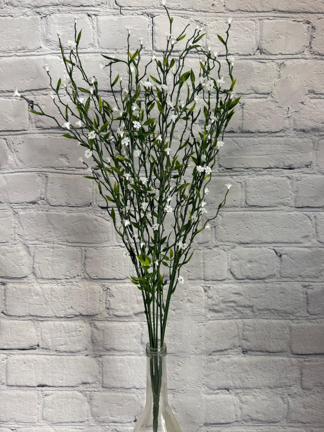 White Flowers and Green Twig Spray 22', Twigs and Greenery Filler Spray ...