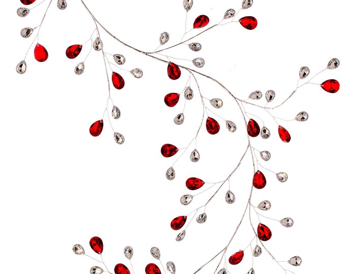 Red Clear Jewel Garland 48”, Christmas Garland, Valentines Garland ...