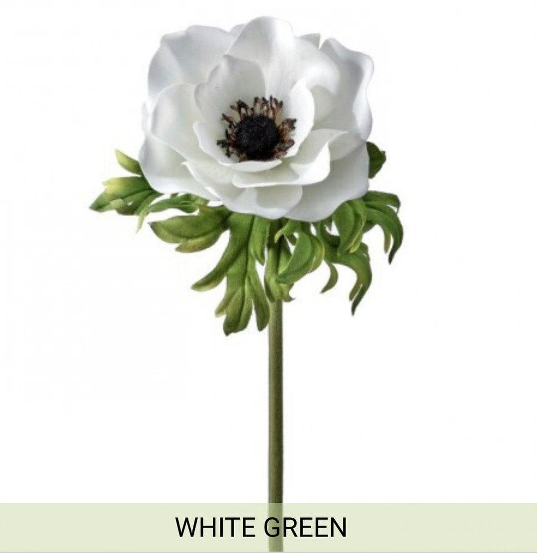 Anemone Flower, Just Cut White 22”, Farmhouse Country Floral, Single ...