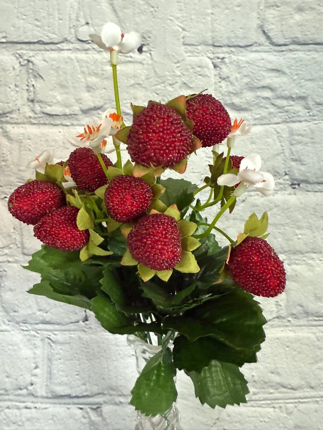 Strawberry Bush 7 Stems, 13" Bush, Wreath Embellishment Supply, Floral ...