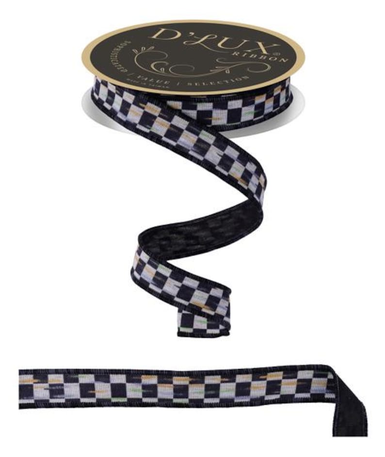 Mini Antique Checkerboard Ribbon – 7/8" X 10 Yards, Cream and Black ...