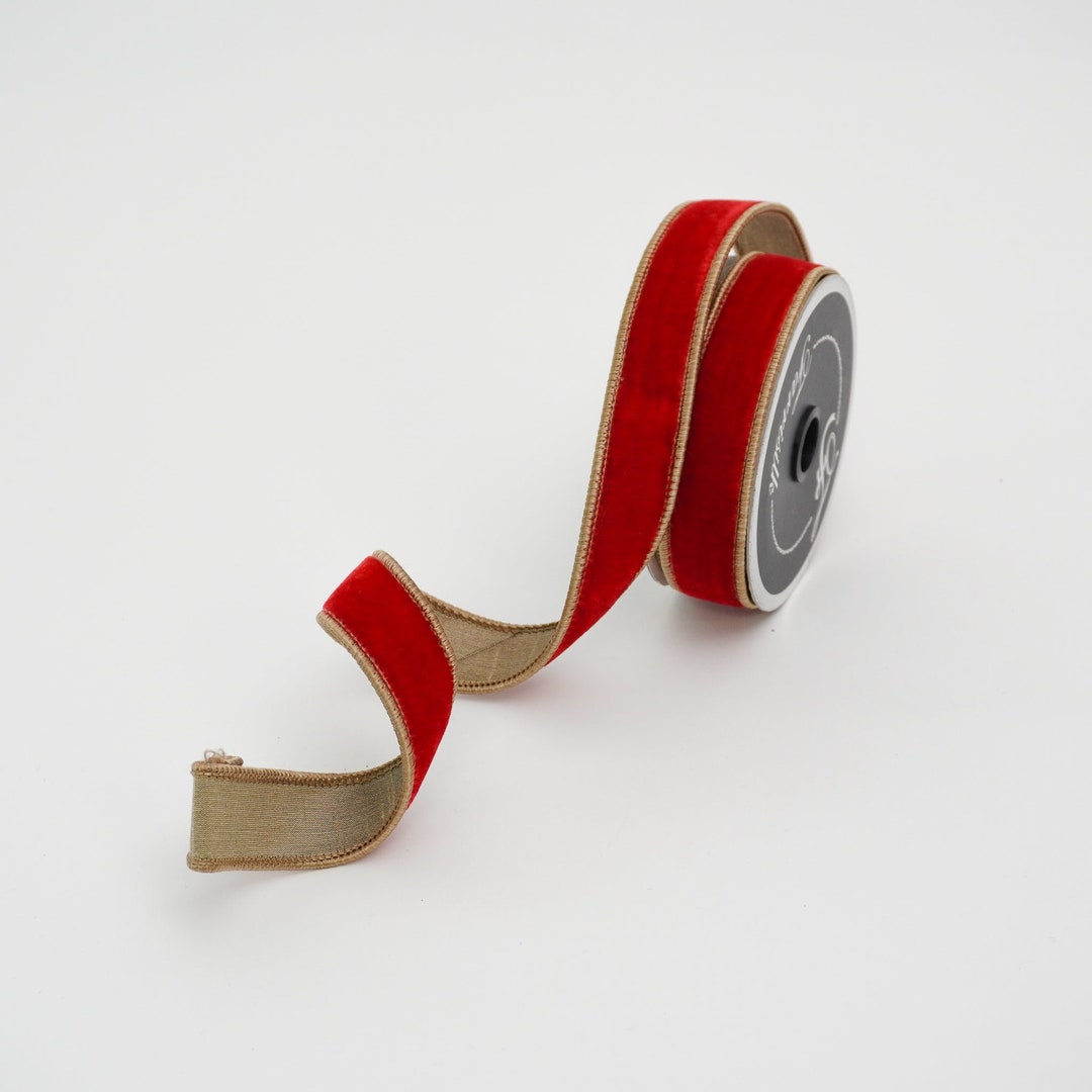 Red Gold, 2 Tone Velvet Ribbon, 1 X 10 Yards Farrisilk Ribbon, RK130-03 ...