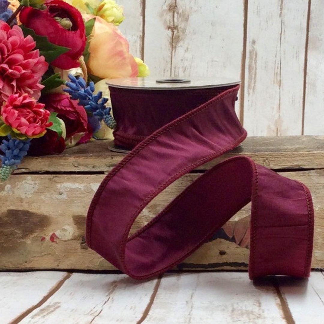 Maroon Taffeta Wired Ribbon 1.5” X 10 Yds, Spring, Summer, Fall or ...