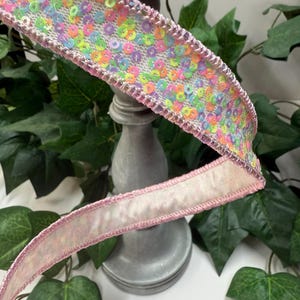 Pastel Sequin Ribbon 1" X 10 Yards, Easter, Spring, Candy Christmas or ...