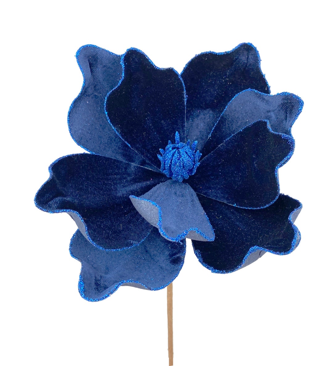 Navy Blue Magnolia Spray Stem 15 L X 9 Dia Winter Spray for Wreaths ...