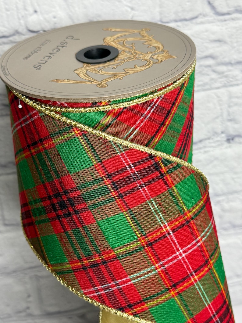 Christmas Diagonal Plaid, Red, Green & White With Gold Back – D ...
