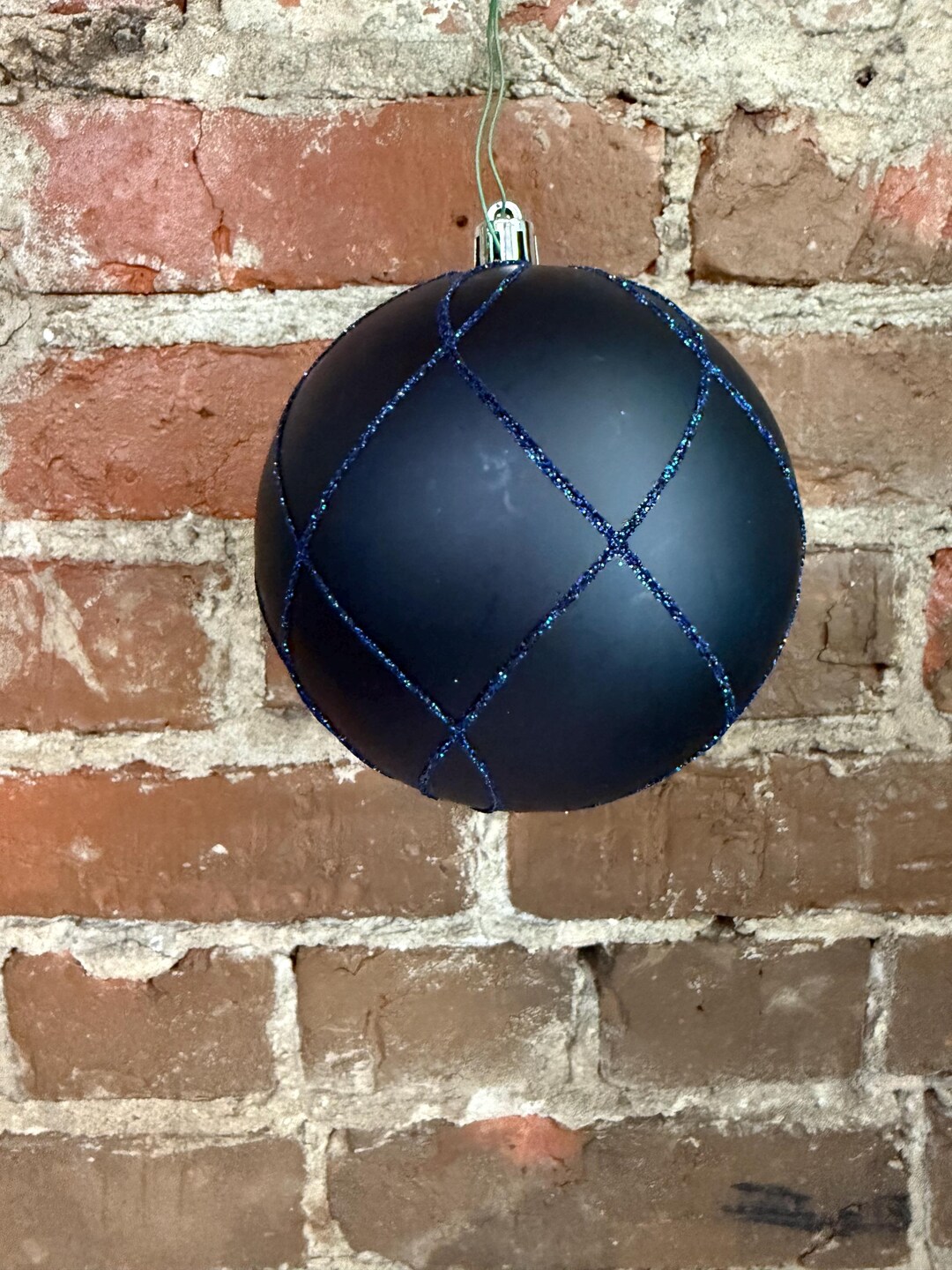 Ornament, Midnight Blue Matte Glitter Swirl Ball 4", Christmas Ornament ...