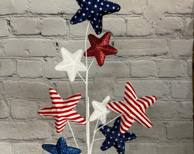 4th of July Star Spray, Patriotic Wreath Embellishment, Red White and ...