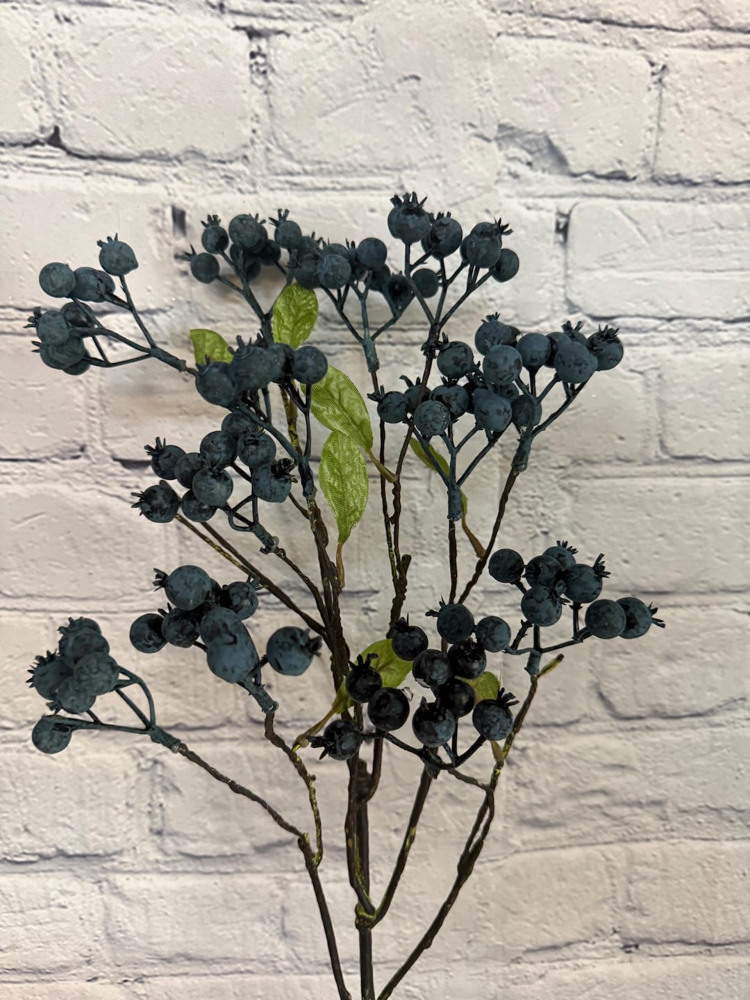 Blue Berries Spray 24”, Blueberry Branch Stem, Wreath Embellishment ...
