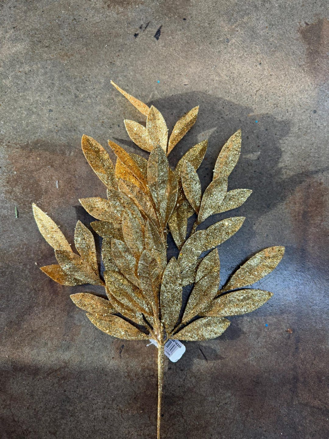 Gold Glittered Bay Leaf Spray 23”, Wreath Embellishment Supply, Floral ...