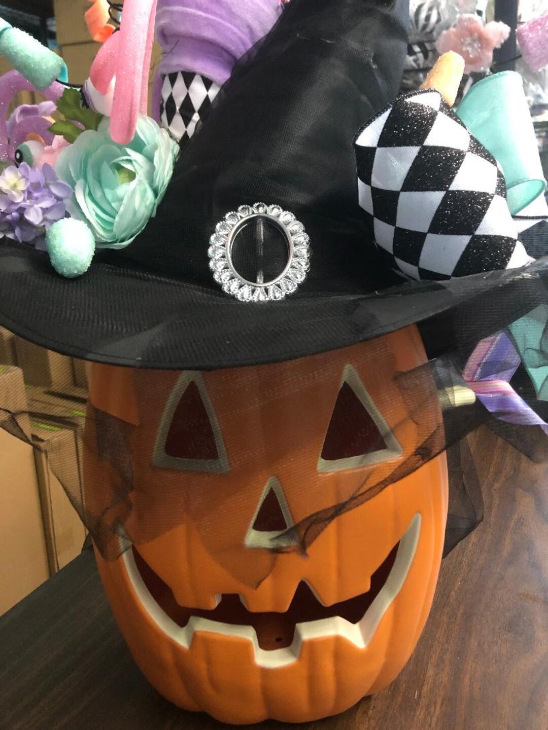 Halloween Lighted Pumpkin Head Door Decor, Jack O’ Lantern Centerpiece ...