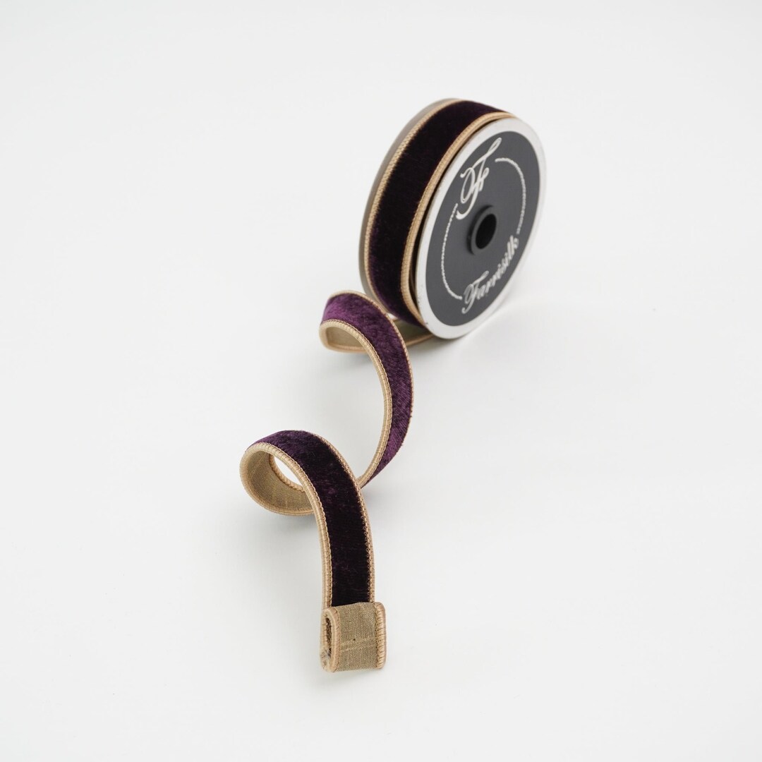 Amethyst Gold Velvet With Metallic Gold Back Ribbon, 1 X 10 Yards ...