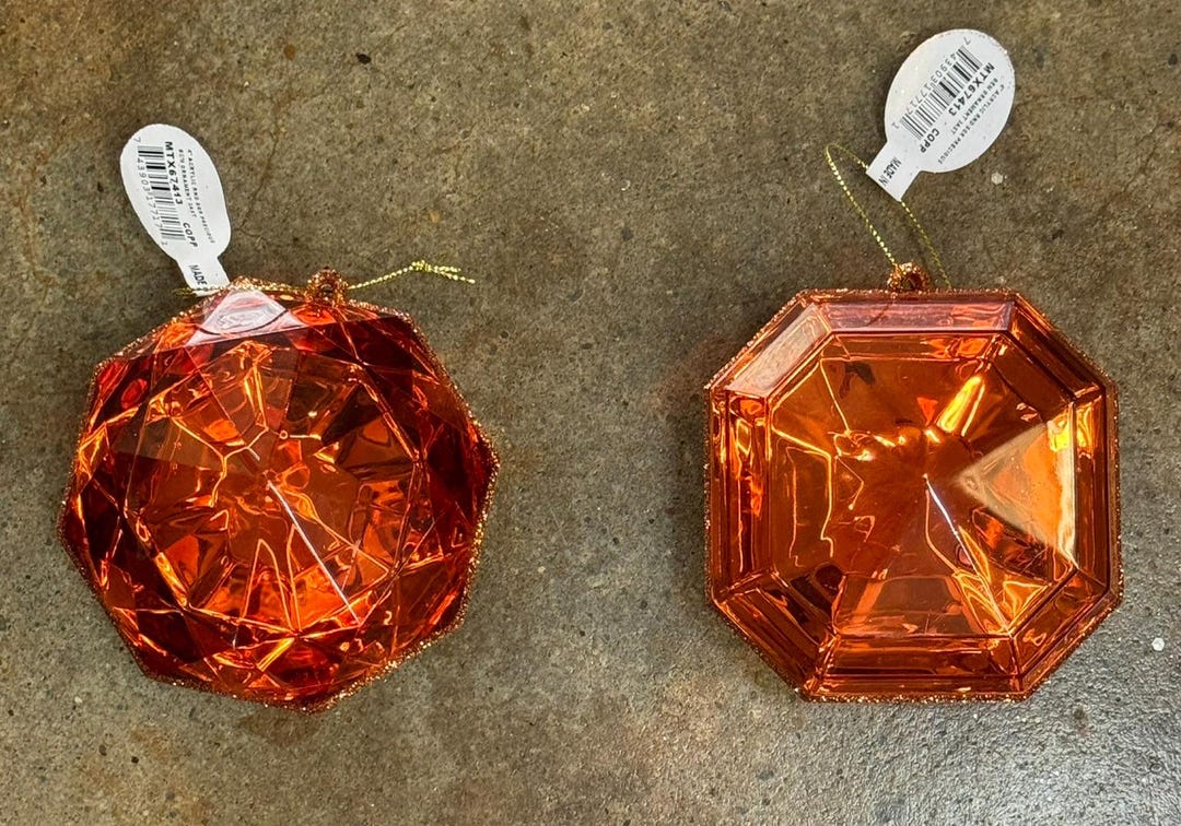 Copper 4” Round or Square Acrylic Jewel Cut Precious Gem Ornament ...