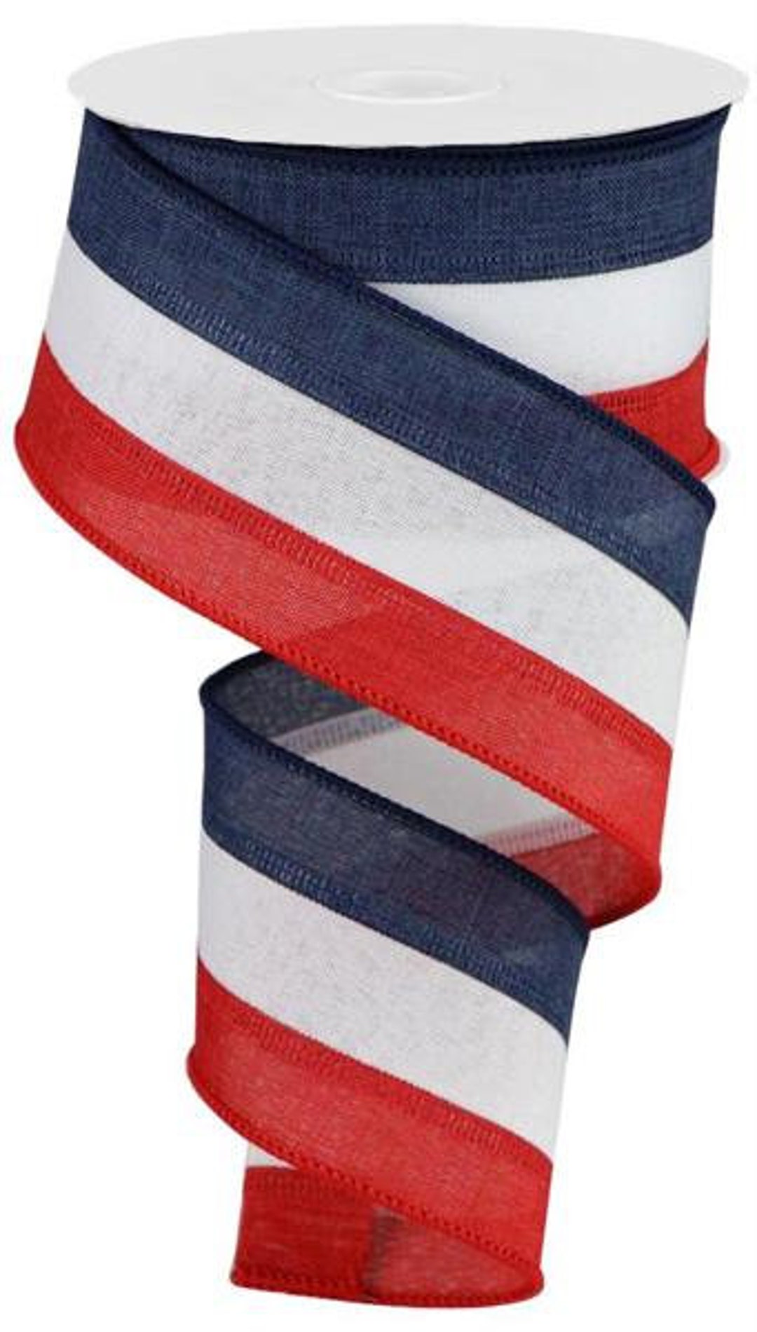Red, White and Blue 3-in-1 Burlap Ribbon, Wired Ribbon 2.5” X 10 Yards ...