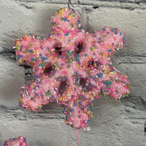 Pink Snowflake Cookie W/ Sprinkles Spray, 30" H X 3 Snowflakes, Perfect ...