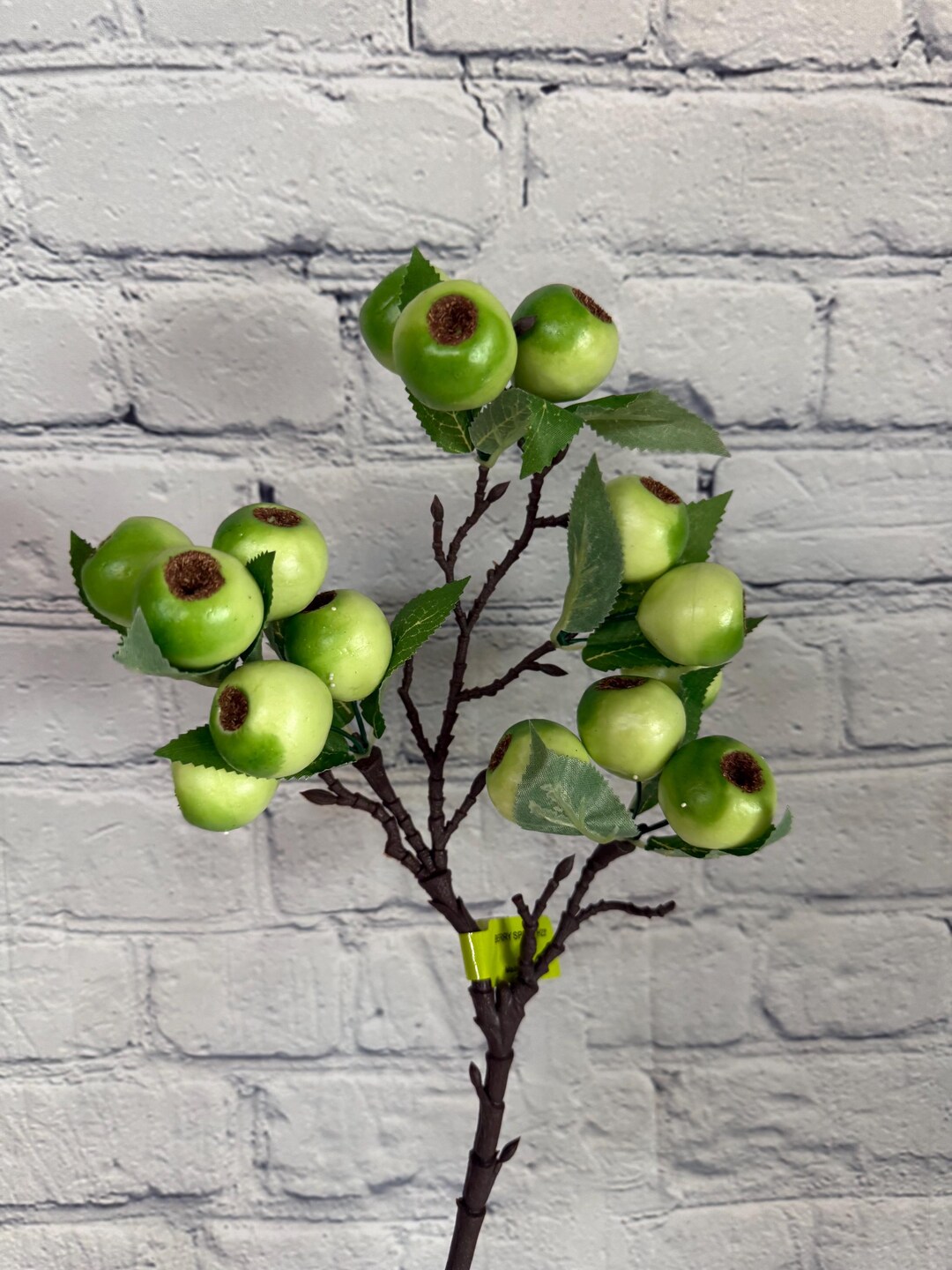 Green Berry Spray – 23” Tall – Faux Bark Branches With Leaves & 1” Foam ...