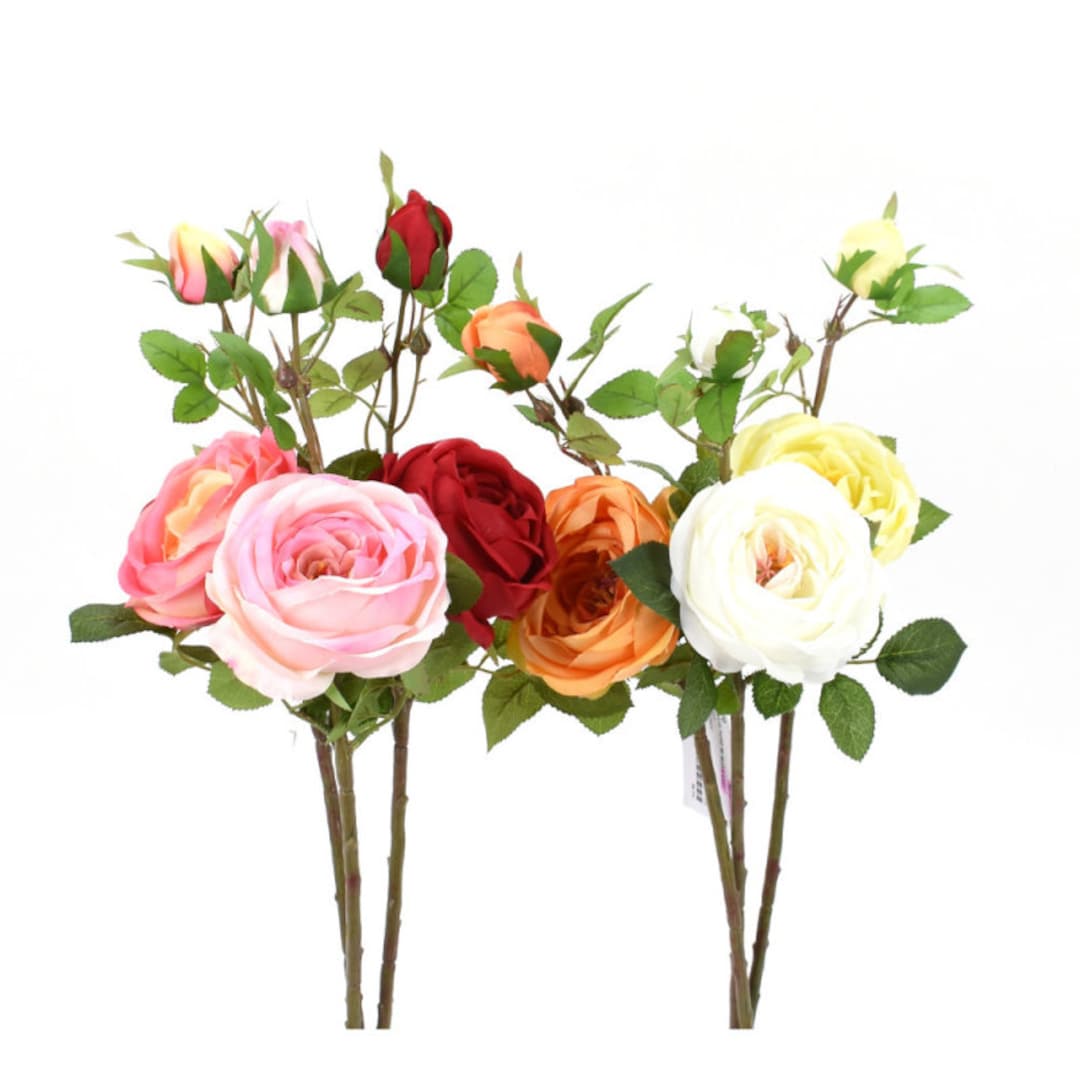 Cabbage Rose With Bud 24”, Farmhouse Country Floral, Wreath ...