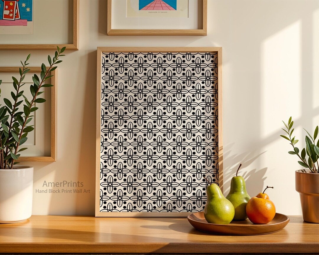 Geometric Block Print Pattern Wall Art, Minimal Abstract Repeating ...