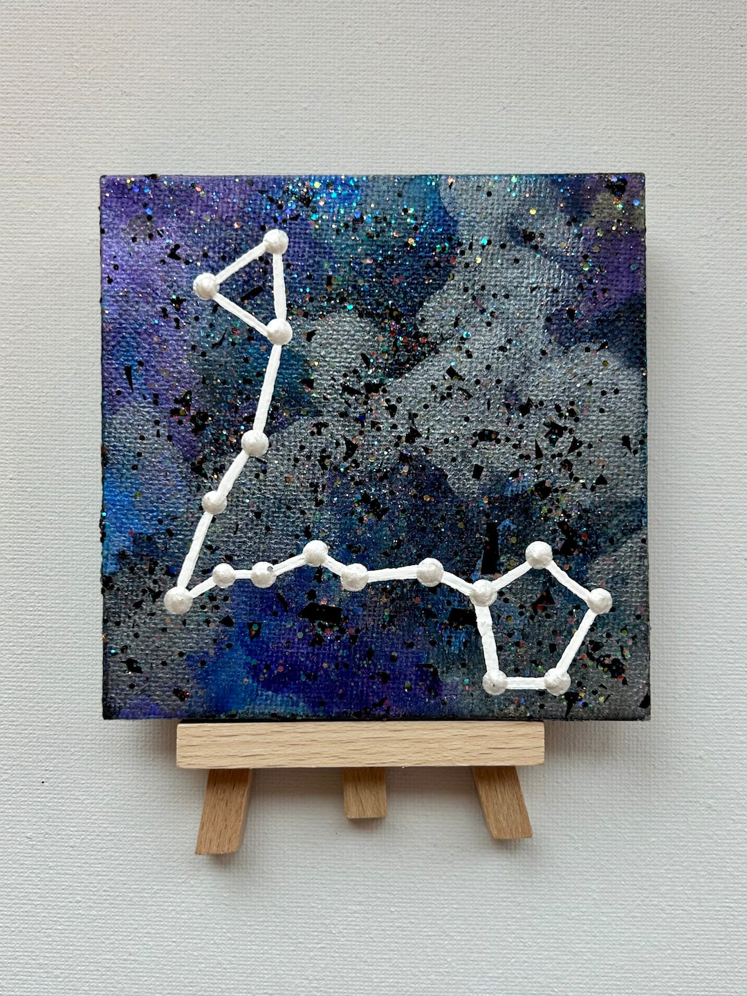 Pisces Constellation Painting on Mini Canvas With Display Easel - Etsy