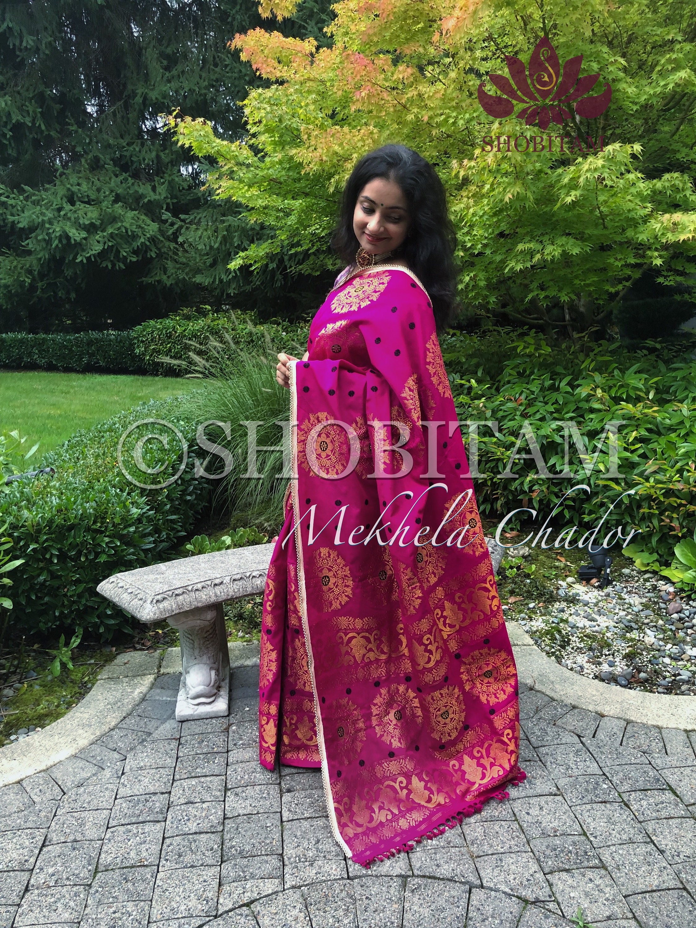 Padmini Cotton Pink Mekhela Chador Assamese Style Saree Etsy