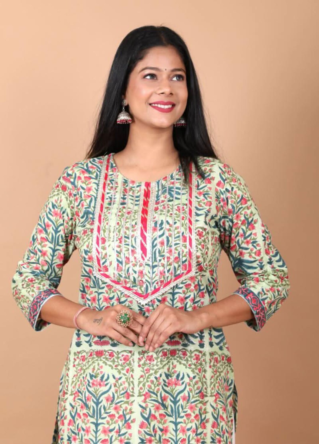 Bageecha 3 Piece Cotton Suit With Gota Detailing With Persian Floral ...