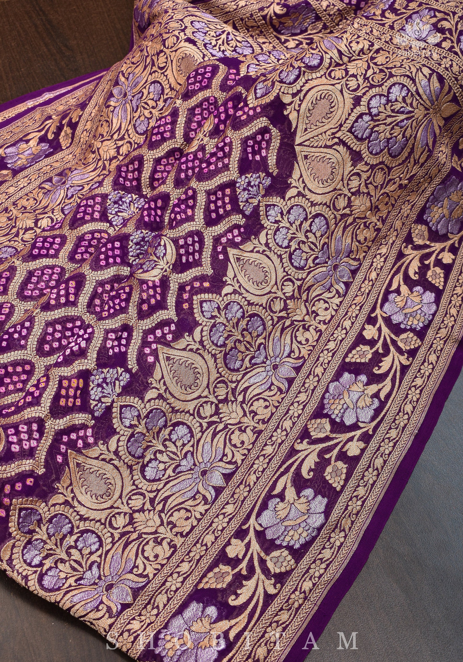 Exquisite Bandhej on Alfi Sona Rupa Jaal Silk Georgette - Etsy