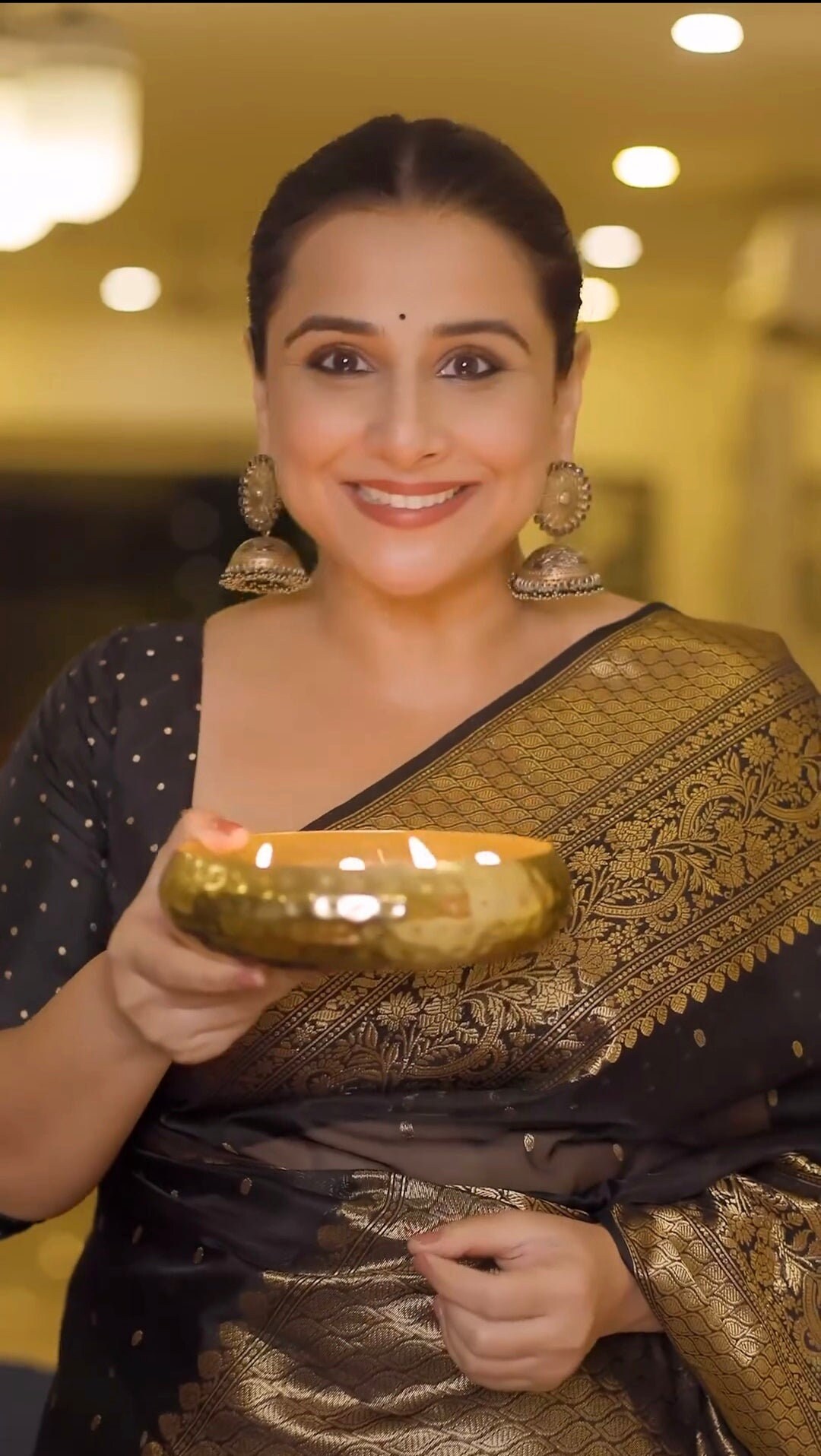 Pre-order Celebrity Chanderi Silk Saree in Black With Zari Chunri Butis ...