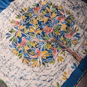 Blue Tree of Life Batik Gachi Tussar Silk Saree CERTIFIED SILK - Etsy