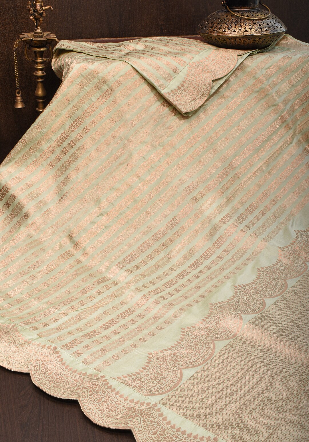 Unique Scalloped Borders Pure Brocade Banarasi Katan Silk - Etsy