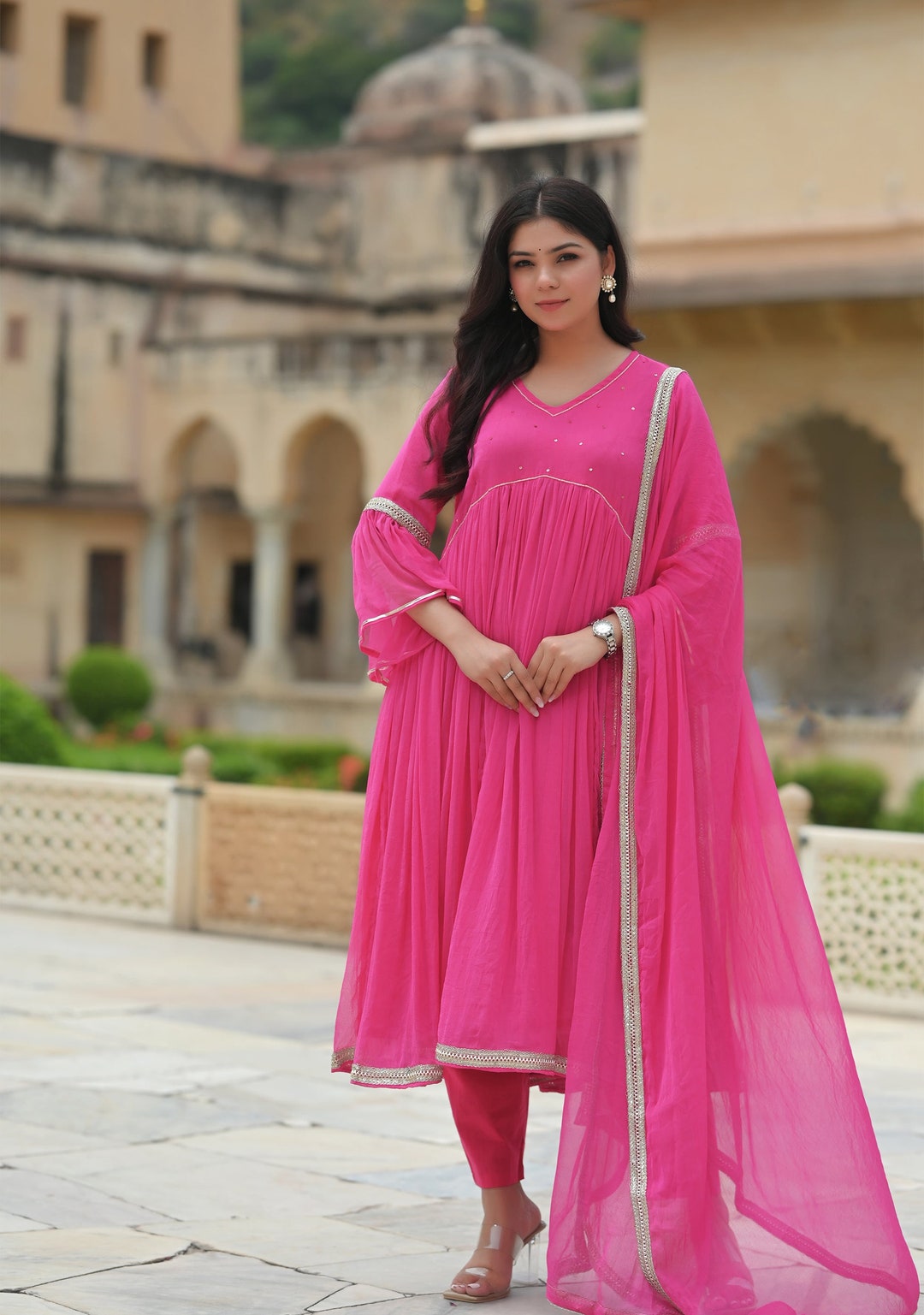 Rani Love Pleated Fish Tail Yoe Cut Pleated Anarkali Set, Made to Order ...