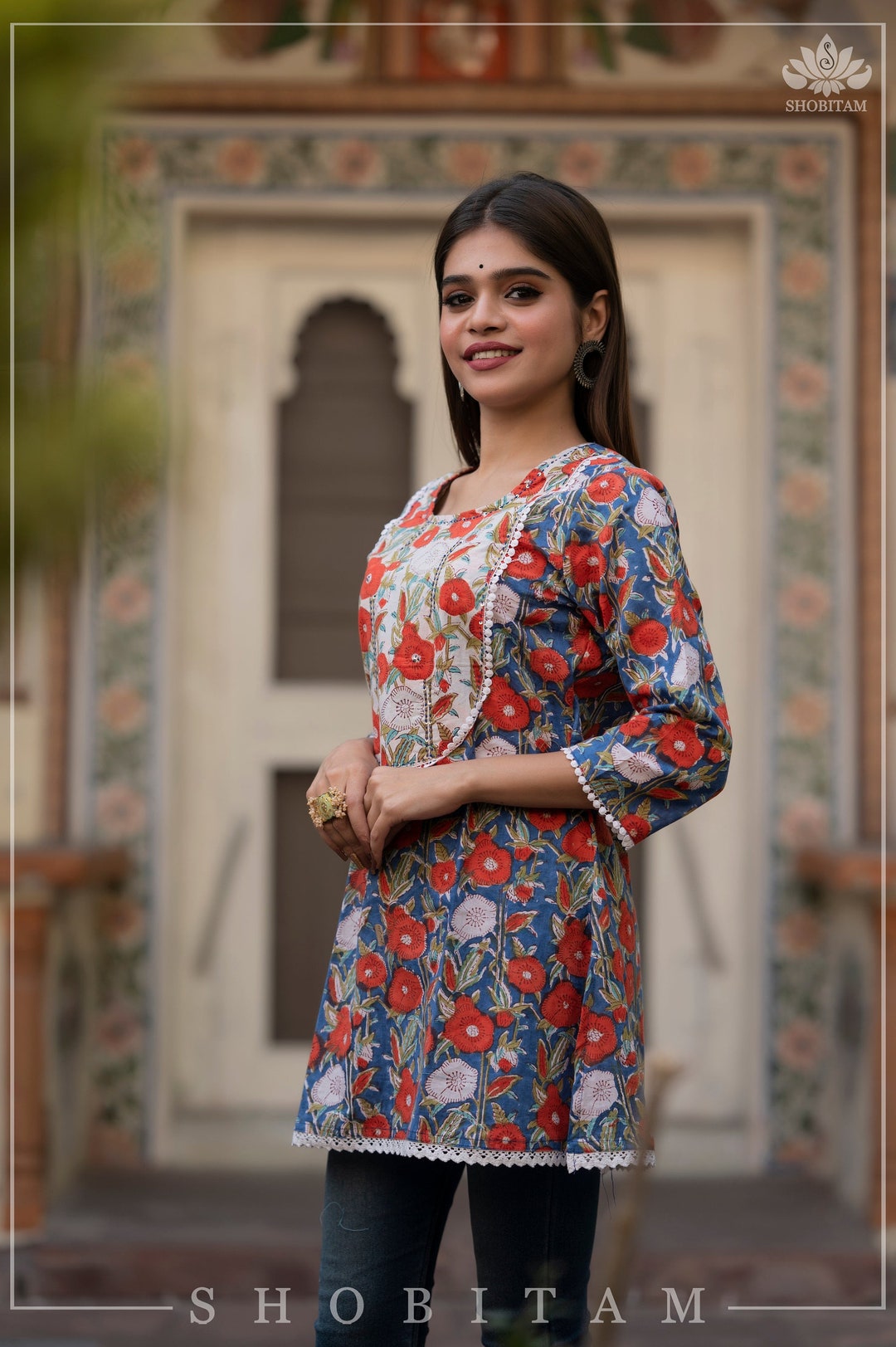 Short Kurti for Women | Hand Block Print Cotton | Shobitam Made to ...