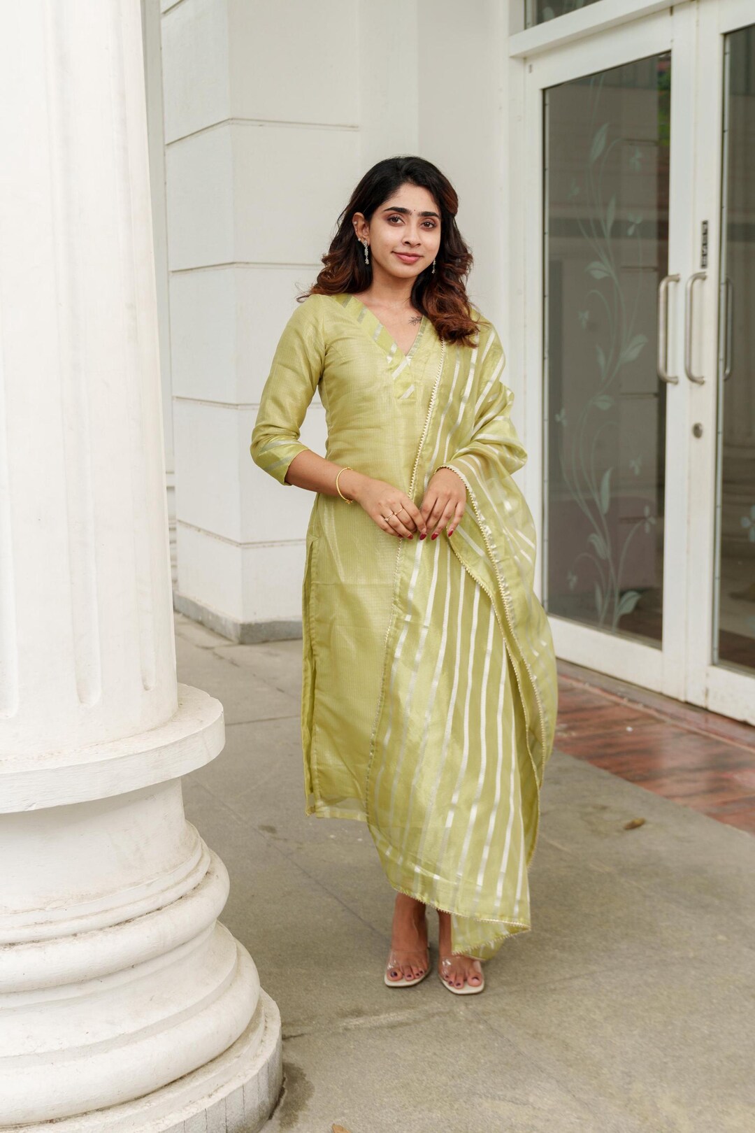 Pastel Mint Green Kurti Set 3-piece Set | Made to Order - Etsy
