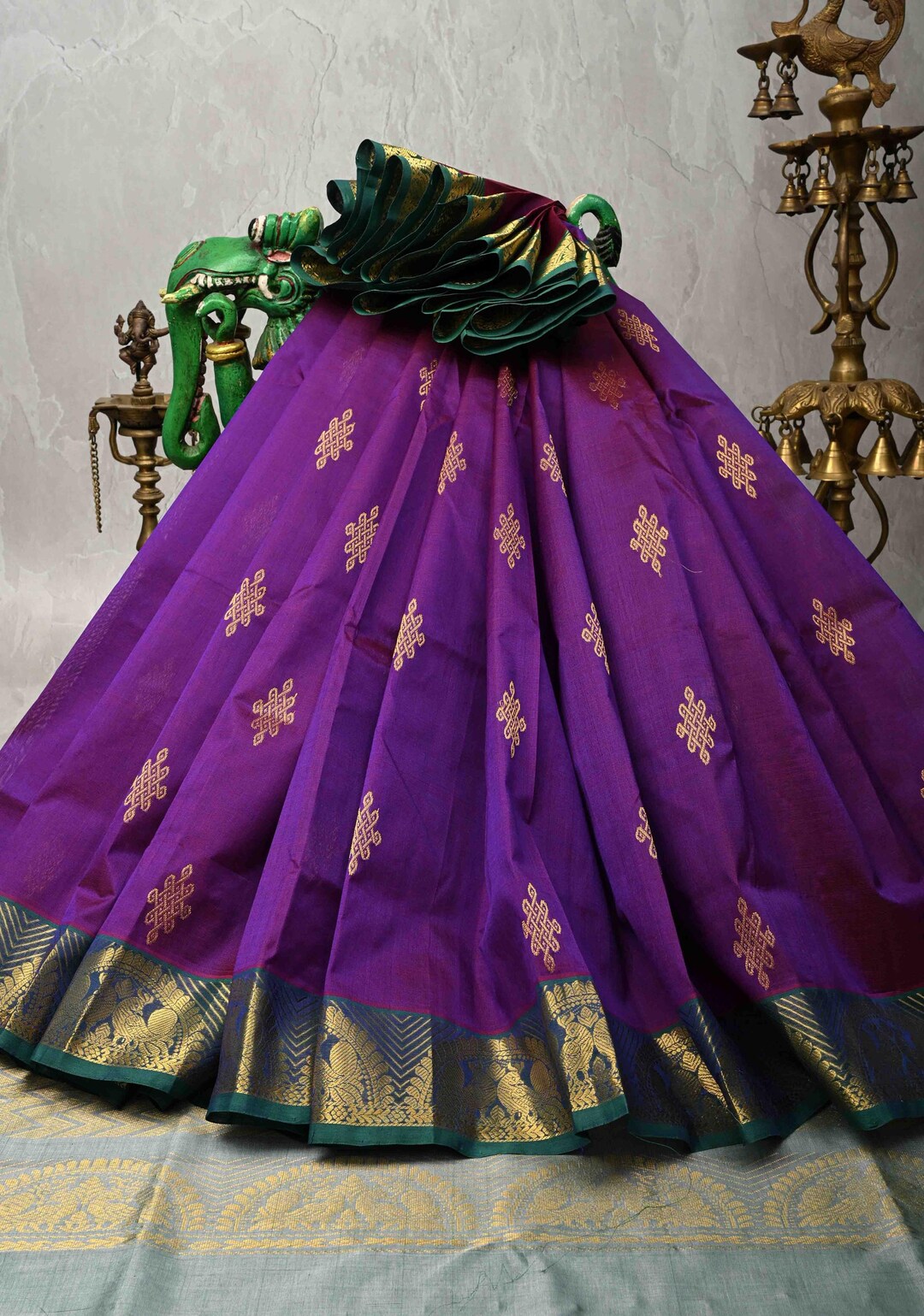 Purple Dual Tone Koravi Kanchi Silk Cotton Handloom Saree With Contrast ...
