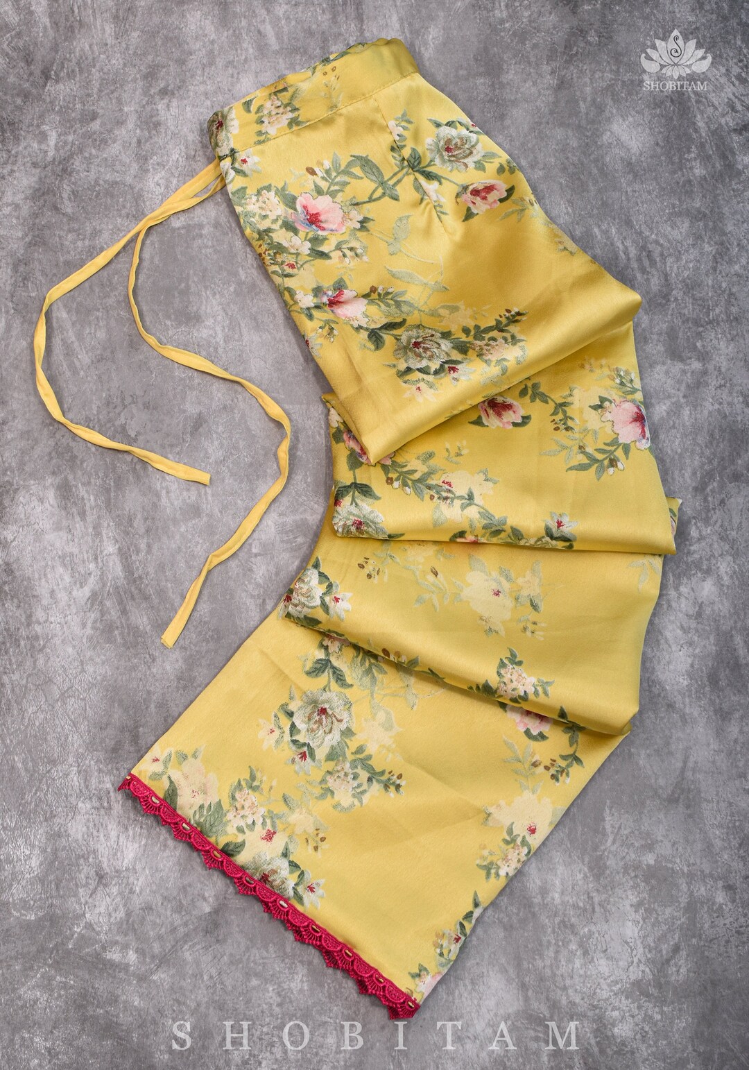 Floral Print Satin Petticoats in Yellow for Saree, in Standard Size. - Etsy