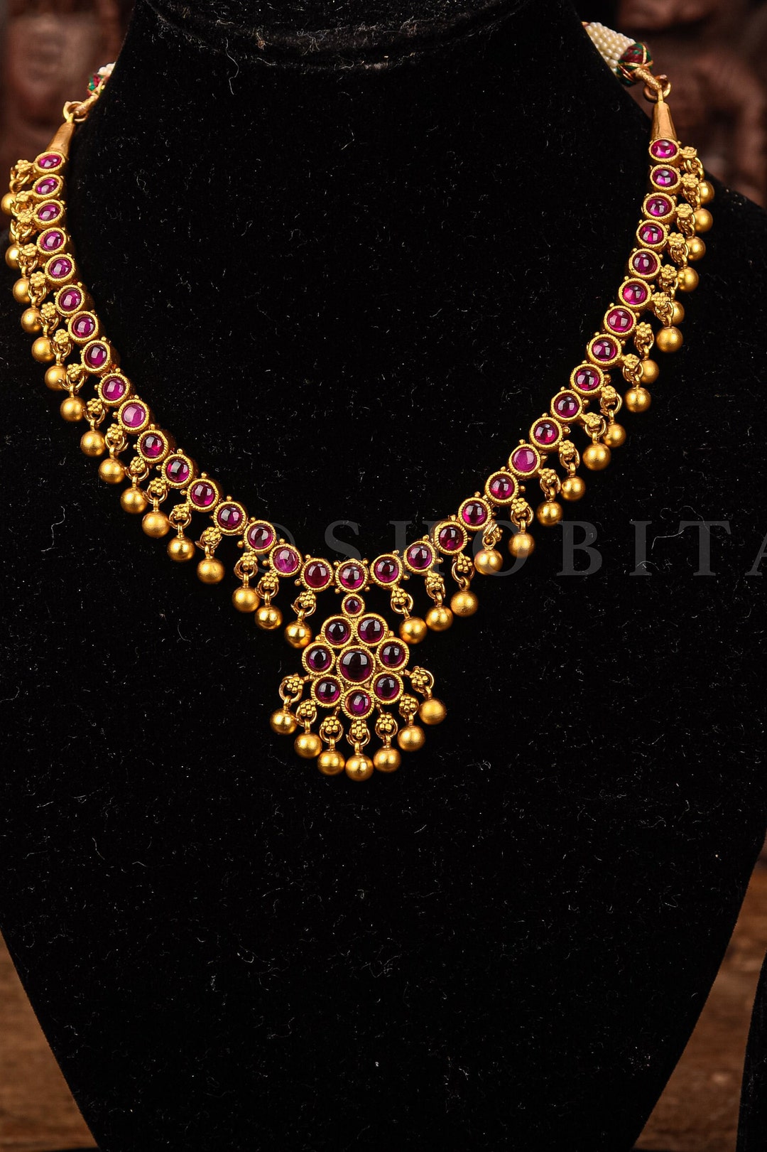 Reversible Necklace and Earrings in Red and Green | Indian Jewelry ...
