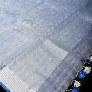 Blue and Silver Alternating Linen and Tissue - Etsy