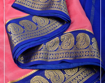 Saree Blue and Pink - Etsy