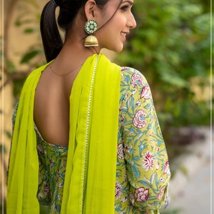 6 Meter Flare Lime Green and Ferozi Angrakha Anarkali | Shobitam Made ...