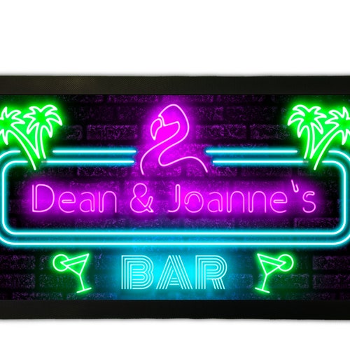 Personalised Bar Sign METAL Plaque Eighties 80s Neon Cocktail - Etsy