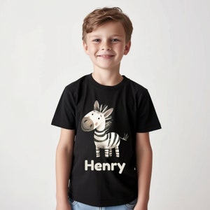 Personalised Cute Watercolour Zebra Unisex Kids T-shirt. Boys Girls ...