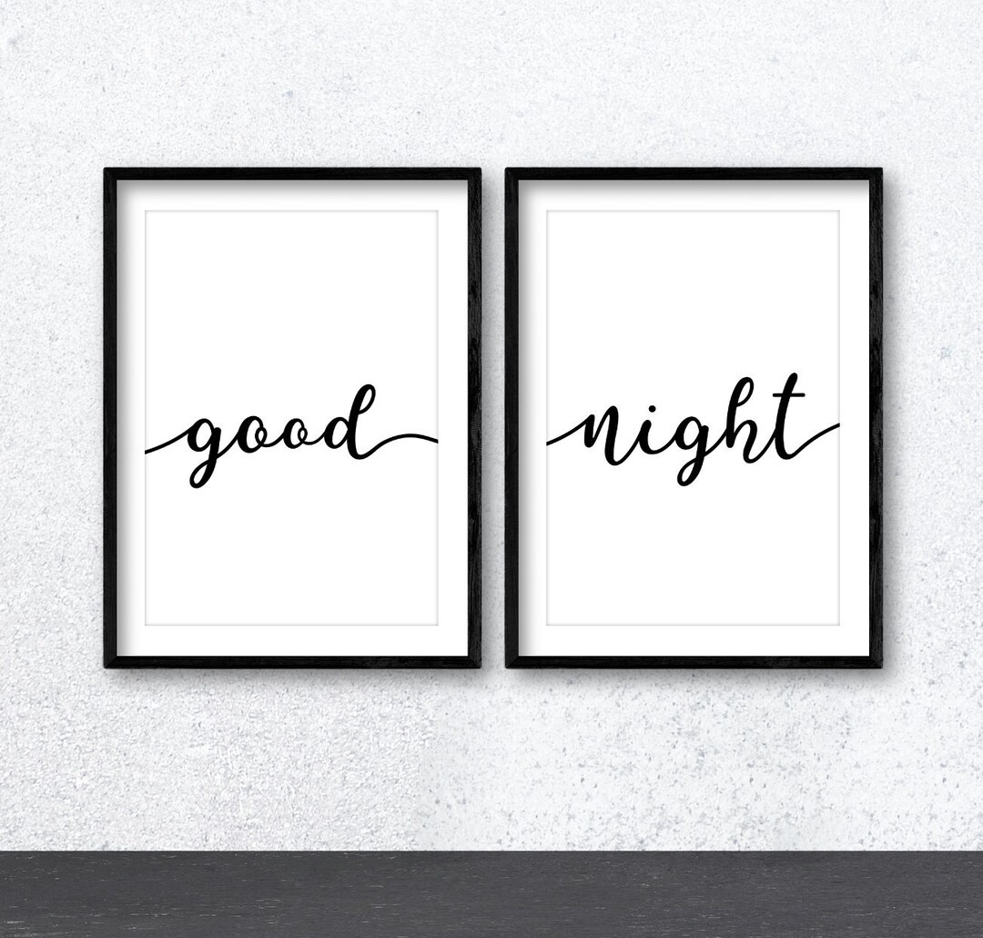 Good Night Quote Wall Art Print Poster Set X2. Inspirational ...