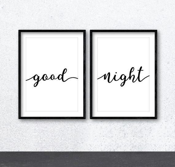 Good Night Quote Wall Art Print Poster Set X2. Inspirational - Etsy