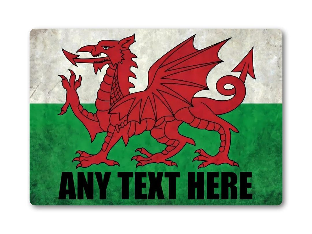 Personalised Welsh Dragon Metal Sign Aluminium Plaque. Vintage Flag ...